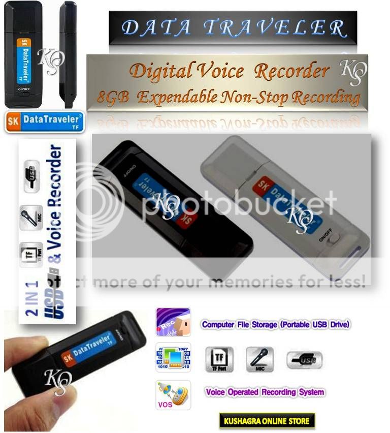 8GB TF Card Supportable USB Digital Voice Recorder Key Chain Data Traveller